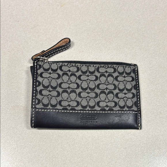 Coach | Accessories | Coach Black And Gray Monogram Coin Purse Card ...